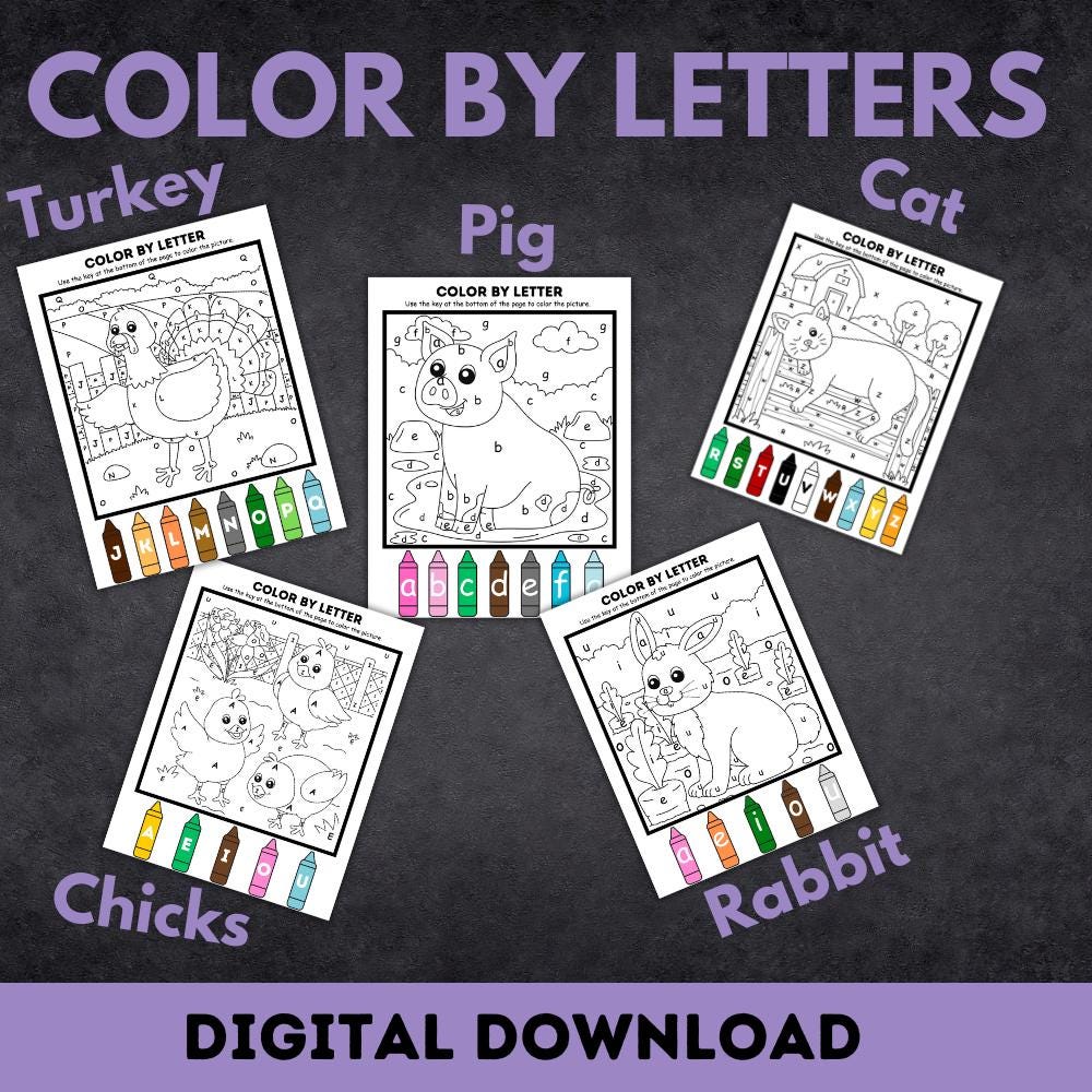 Printable Coloring Page for Kids Colour by Letters Preschool Worksheet ...