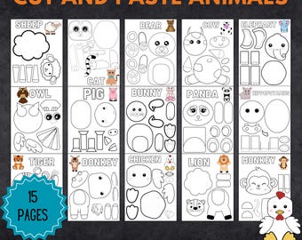 Animal Craft- Cut & Paste Activity - Etsy