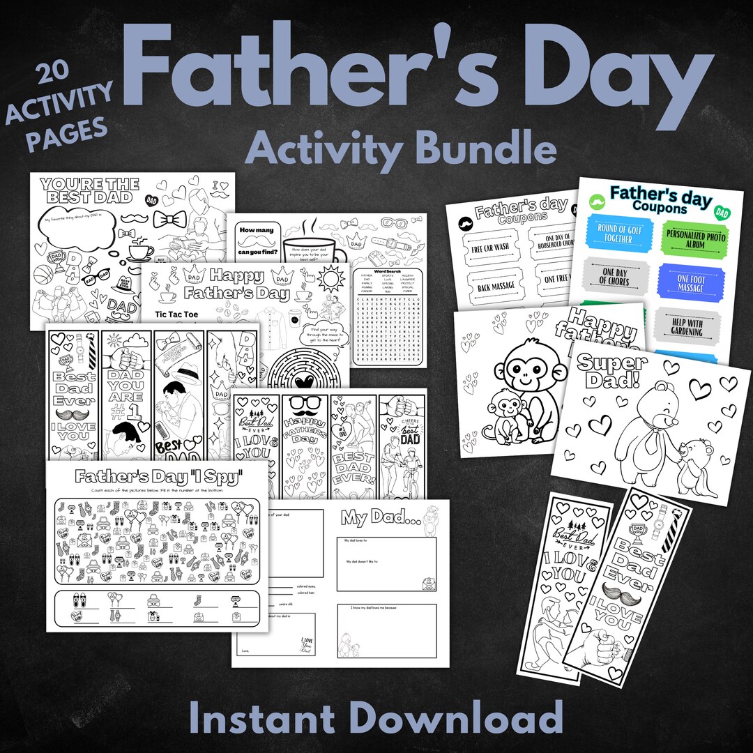 Fathers Day Activity Sheets Printable Fathers Day Coloring Pages, Diy ...