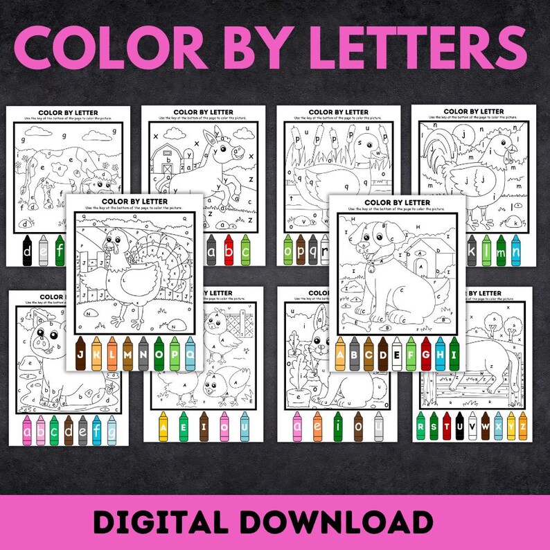 Printable Coloring Page for Kids Colour by Letters Preschool Worksheet ...