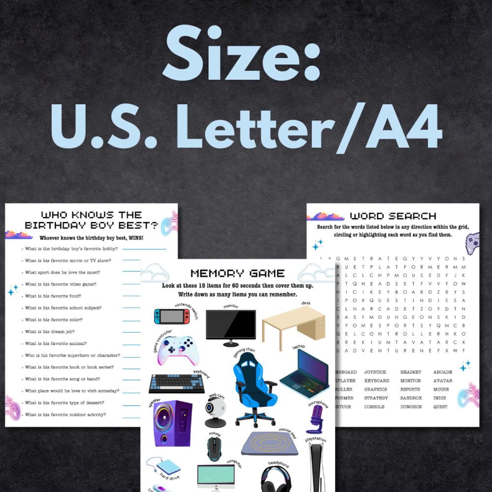 Printable Birthday Party Game for Teenage Boys Slumber Party Game ...