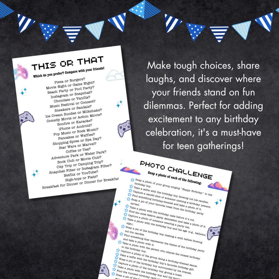 Printable Birthday Party Game for Teenage Boys Slumber Party Game ...