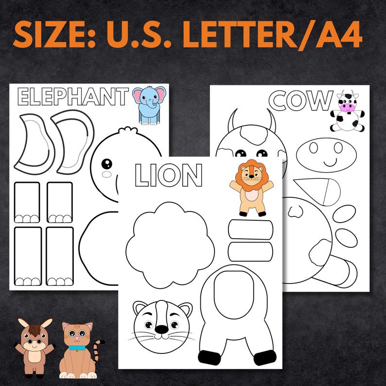 Cut and Paste Animal Activity Kids Printable Cut and Paste Animal ...