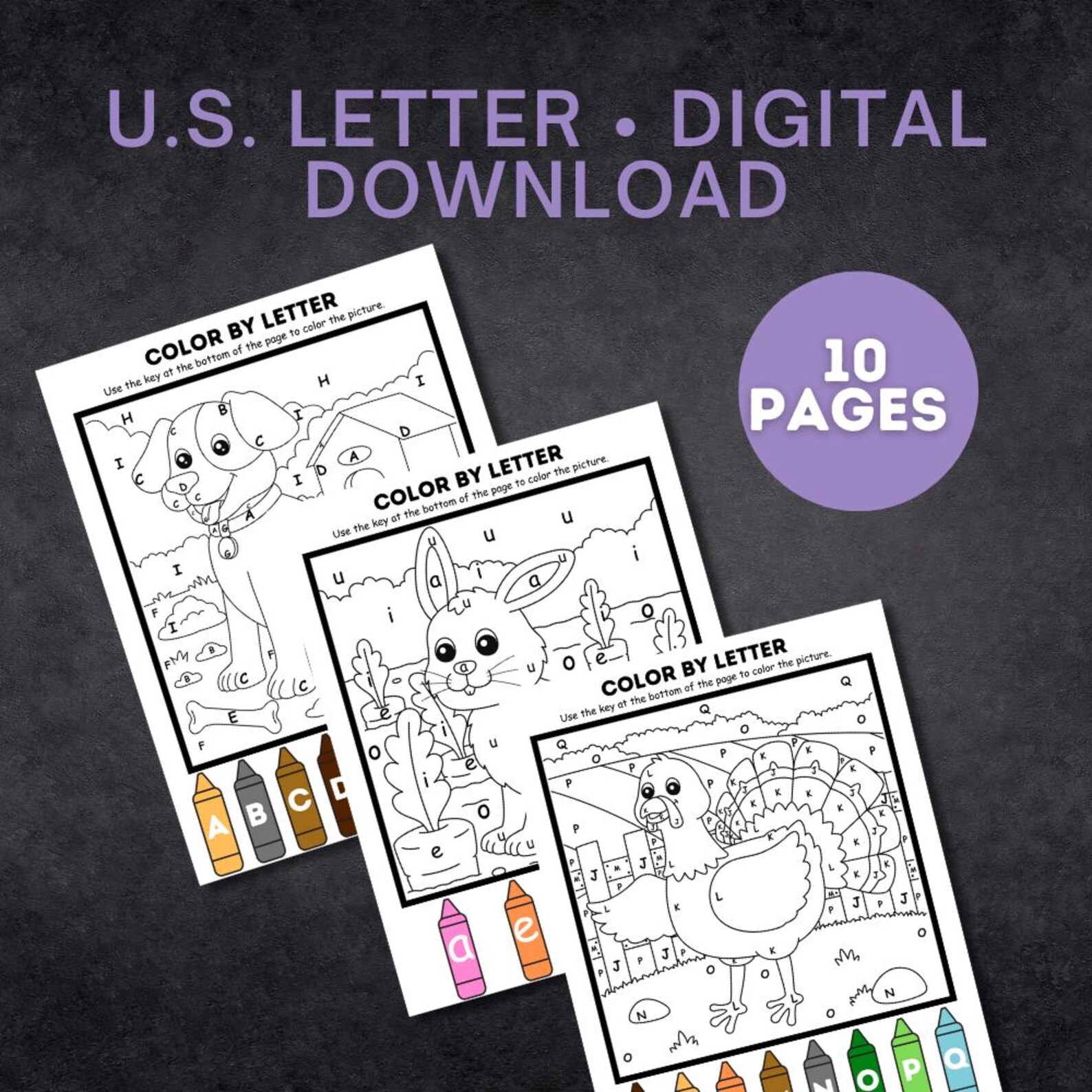 Printable Coloring Page for Kids Colour by Letters Preschool Worksheet ...