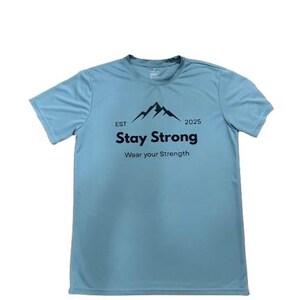 Athletic Gym T-shirt, Stay Strong, Mountain Design, Workout Tee ...