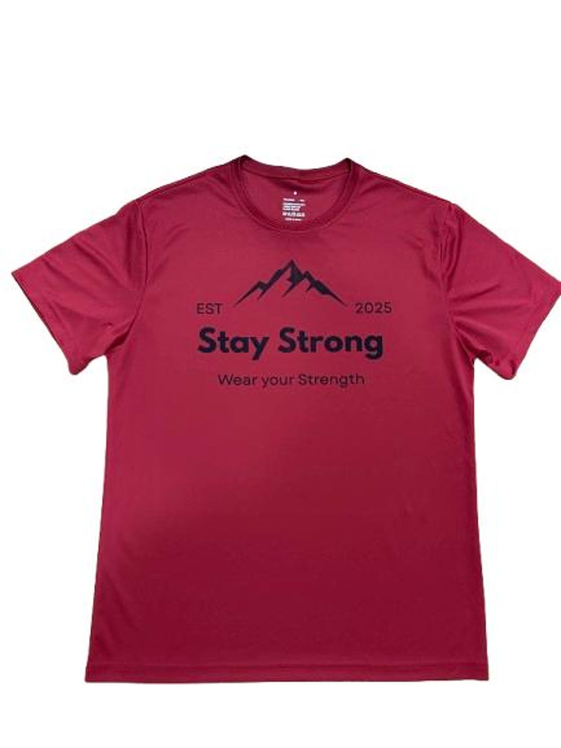 Athletic Gym T-shirt, Stay Strong, Mountain Design, Workout Tee ...