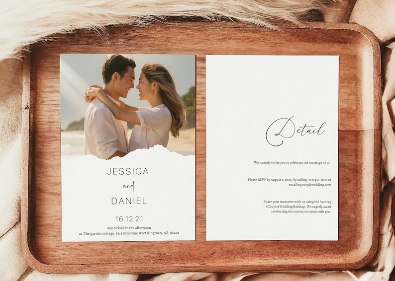 Minimal Wedding Invitation Card, Simple Wedding Invitation Template ...