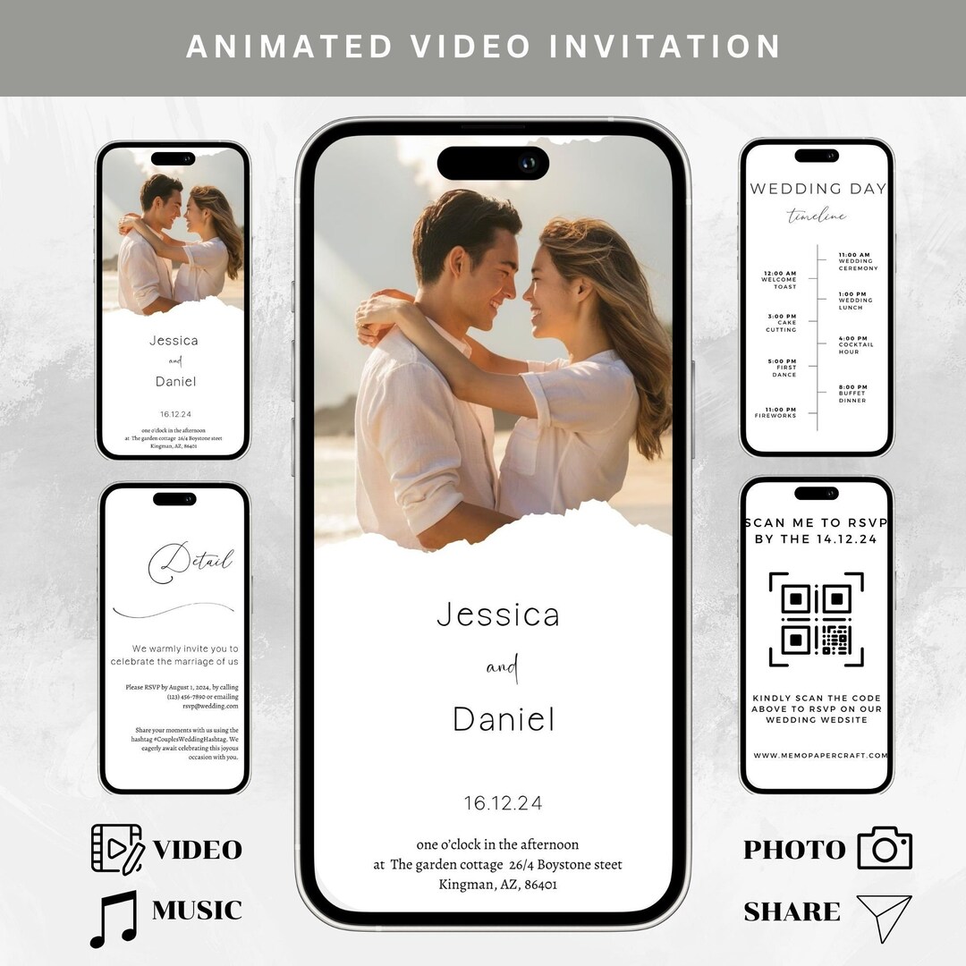 Digital Animated Wedding Invitation, Wedding Video Invitation Template ...
