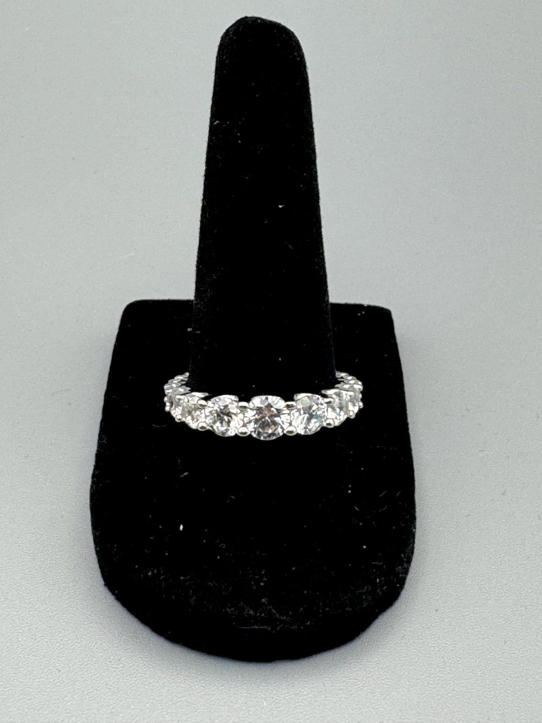 Signed JCL Graduated CZ in 925 Sterling Silver Band Ring W/filigree and ...