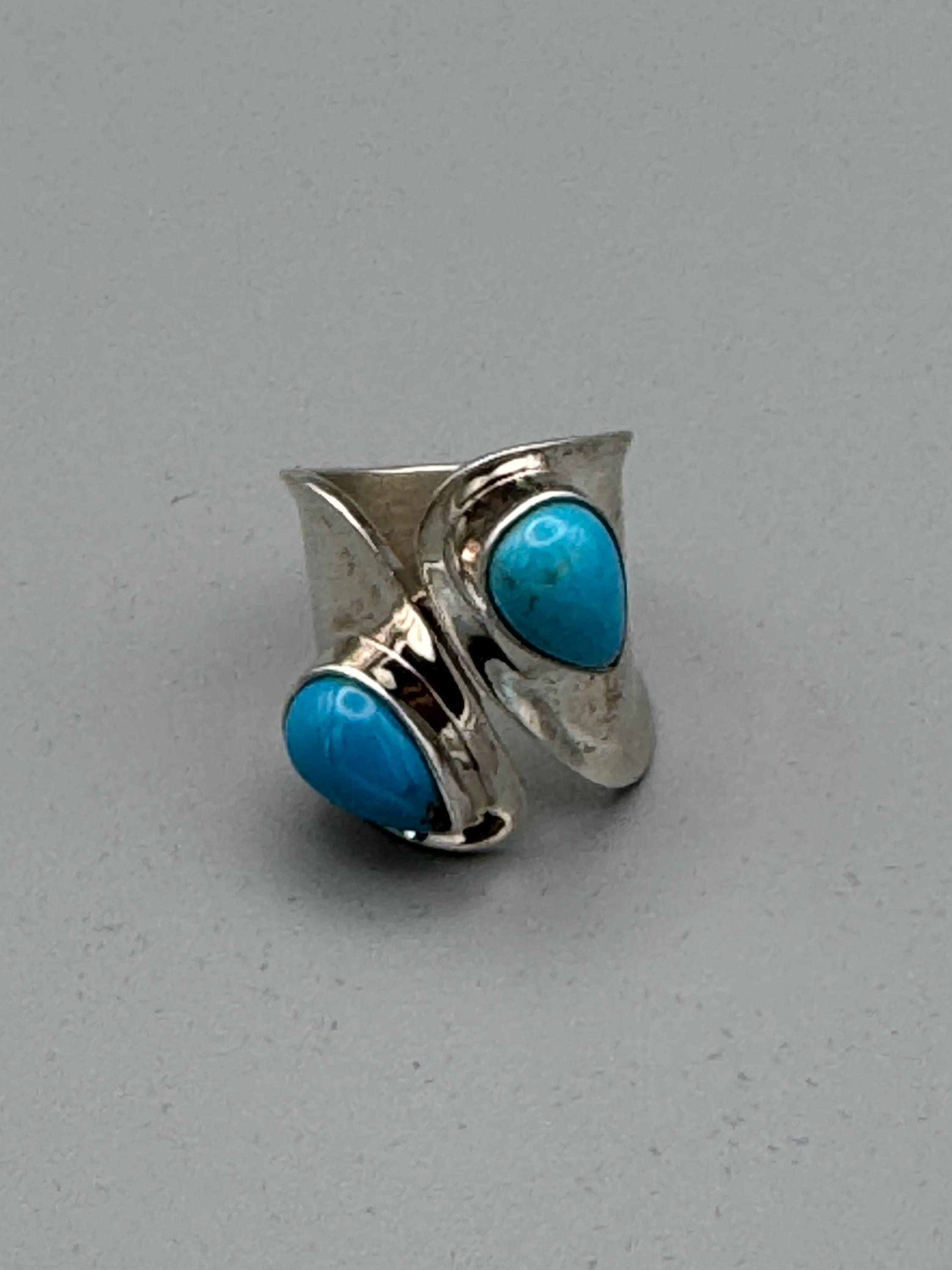 Jay King DTR Two Stone Turquoise Teardrop Ring Silver 925 Size 8.5 - Etsy