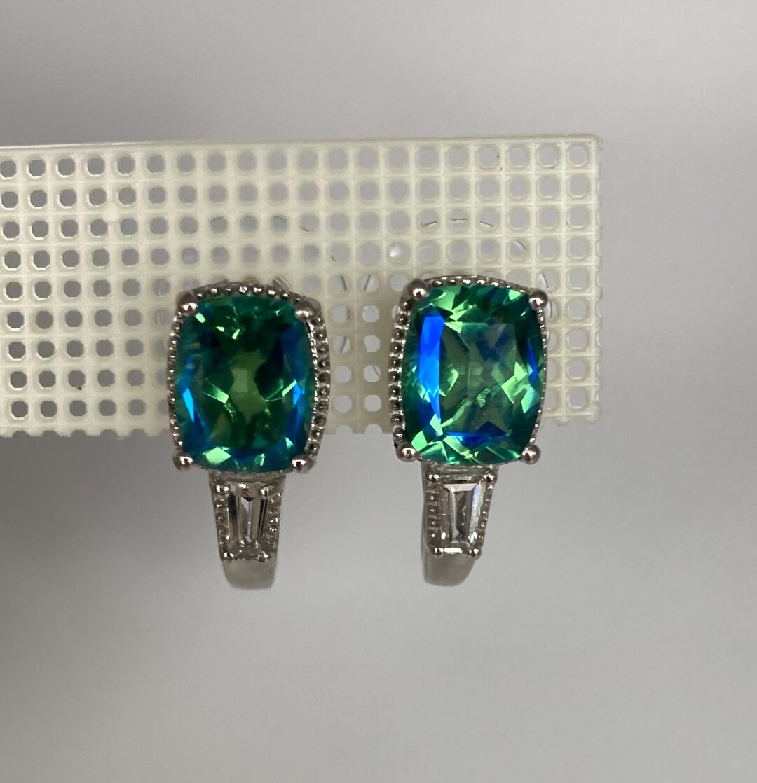 STS Chuck Clemency Blue Green 8x10mm Rectangle Cushion Cut Peacock ...