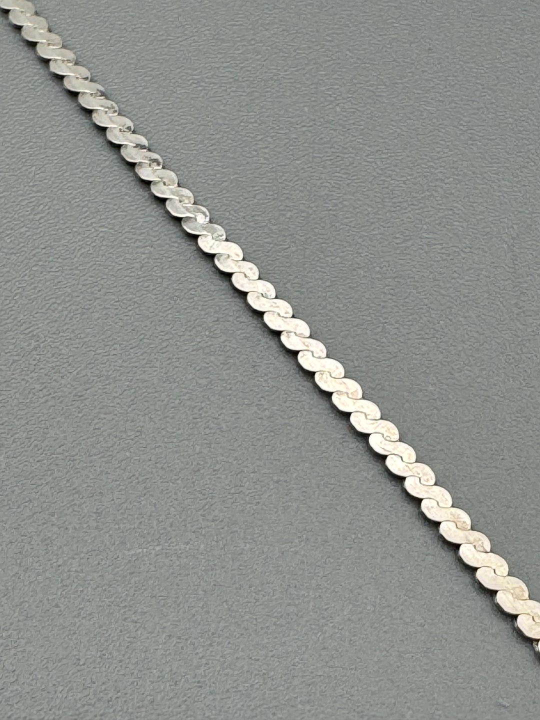 Flat 925 Sterling Silver Serpentine Chain Signed Italy 17.5" Necklace ...