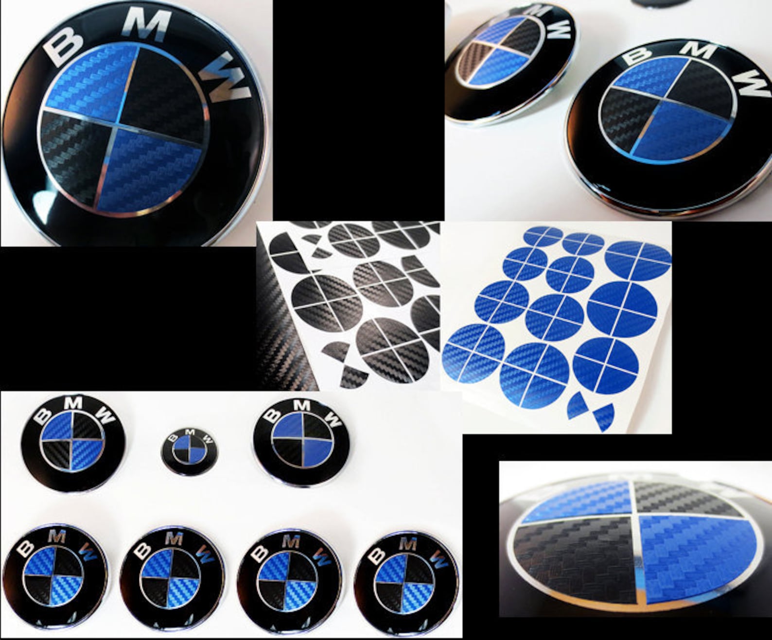 Black & Blue CARBON Decals for BMW Badge, Roundel Inserts, Badge ...