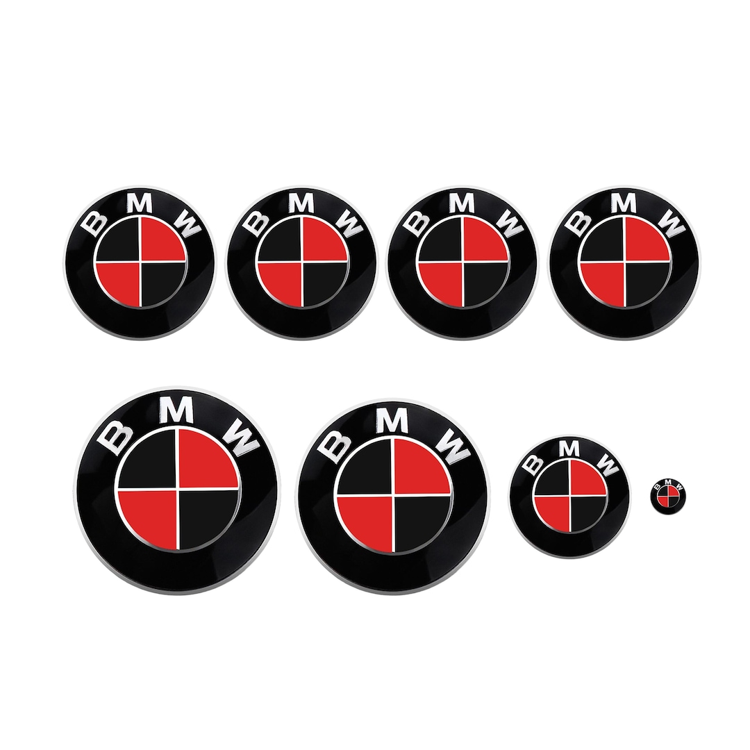 Black & Red MATTE Decals for BMW Badge, Roundel Inserts, Emblem ...