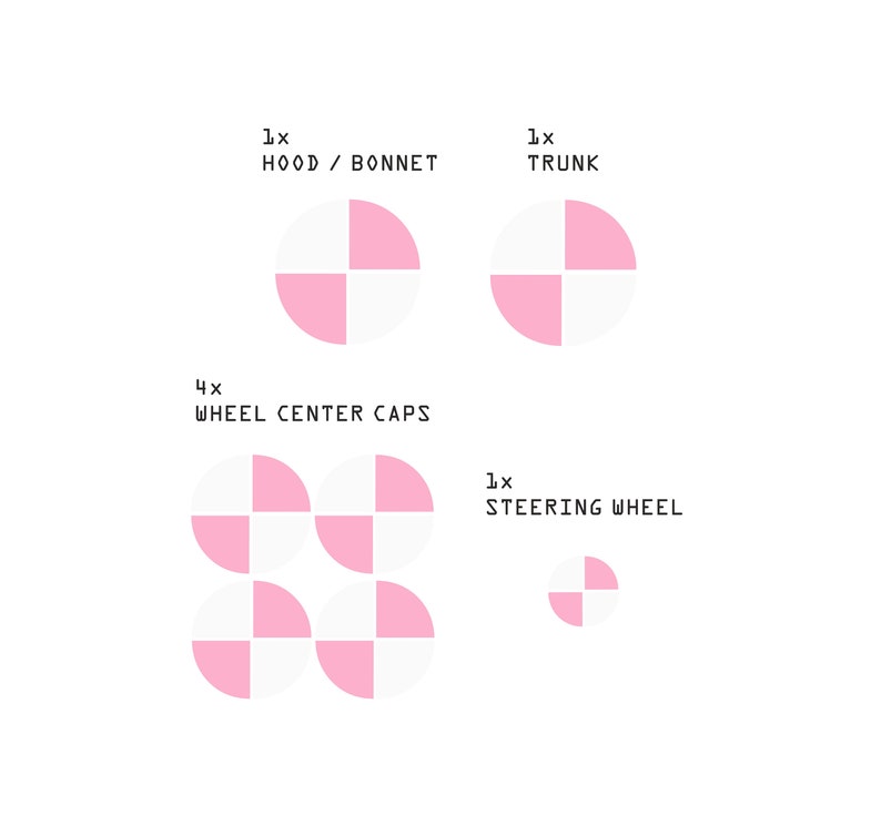 White & Pink CARBON Decals for BMW Badge, Roundel Inserts, Badge ...