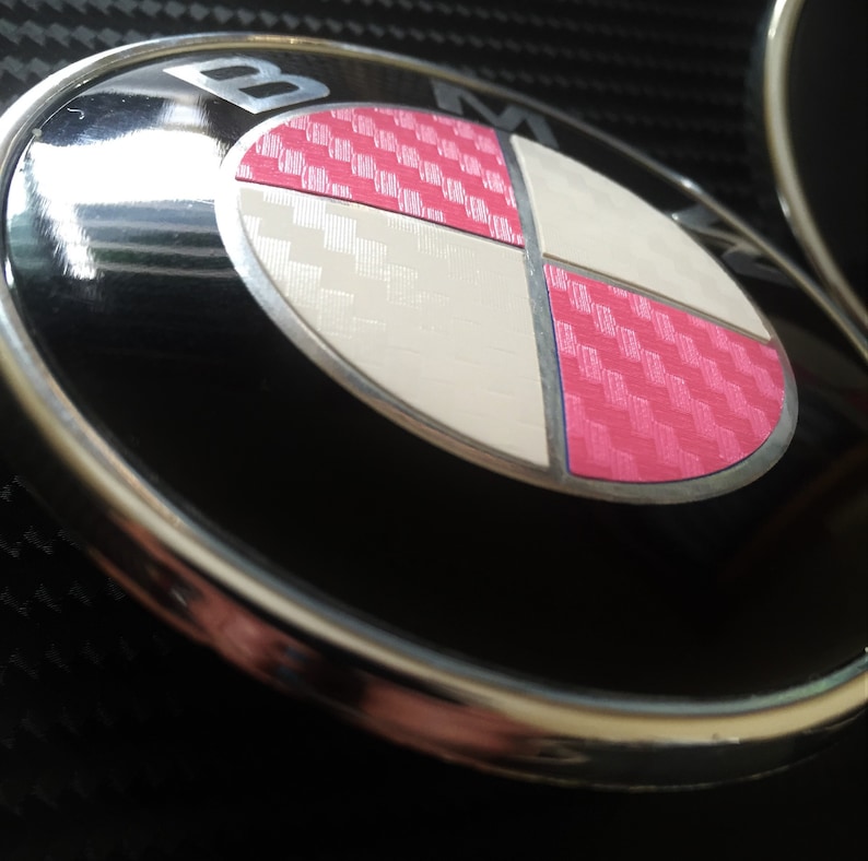 White & Pink CARBON Decals for BMW Badge, Roundel Inserts, Badge ...