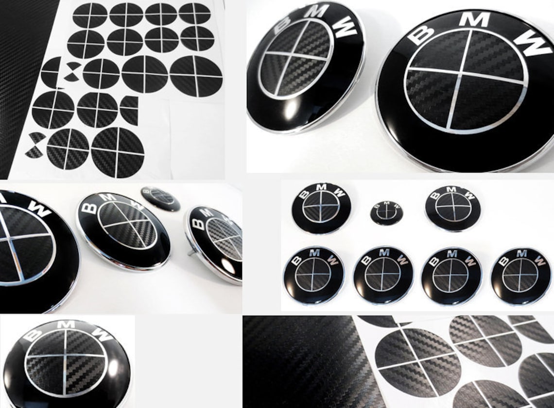 Black CARBON Decals for BMW Badge, Roundel Inserts, Badge Stickers Wrap ...
