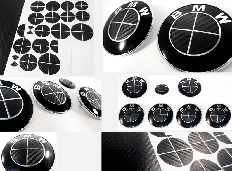 Black CARBON Decals for BMW Badge, Roundel Inserts, Badge Stickers Wrap ...