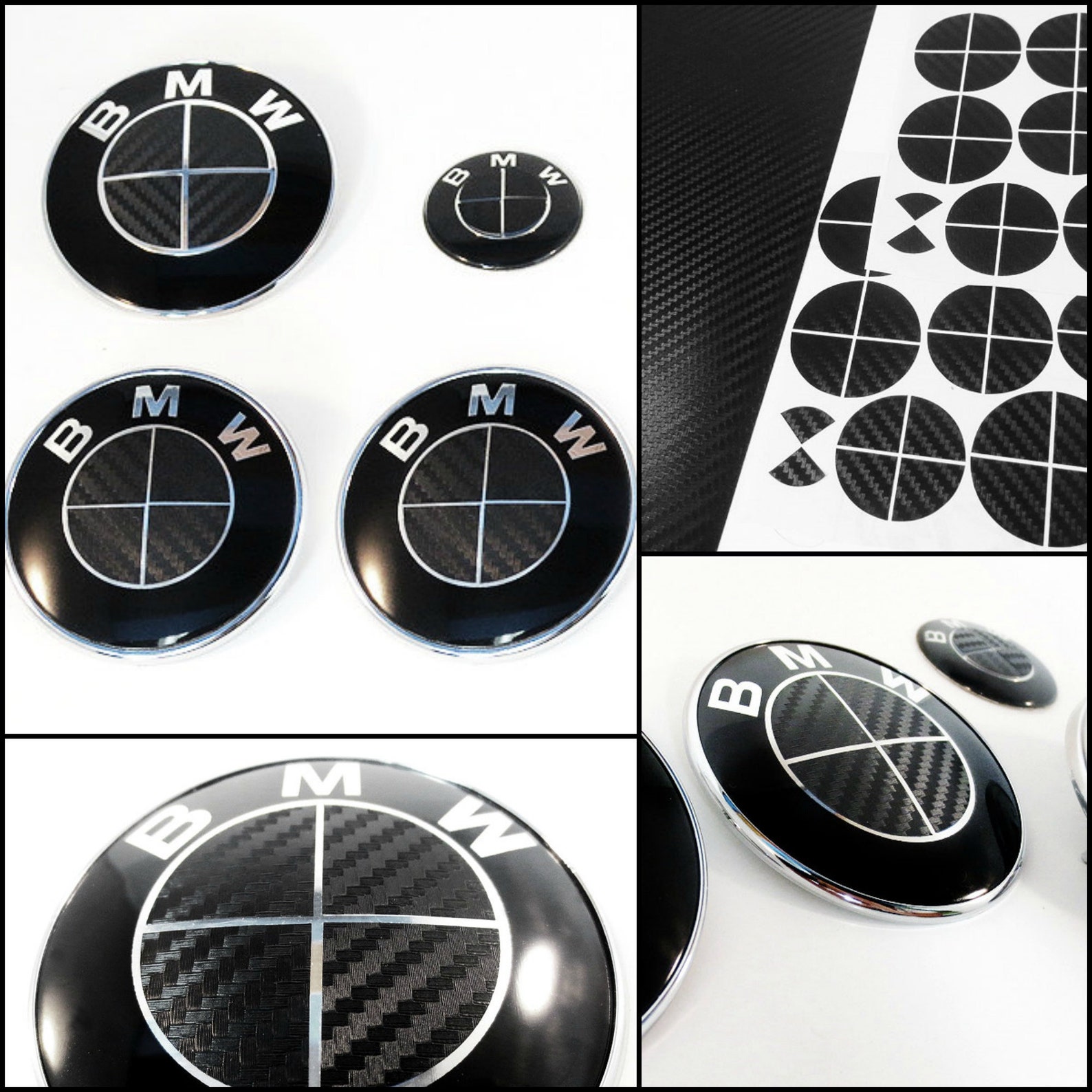 Black CARBON Decals for BMW Badge, Roundel Inserts, Badge Stickers Wrap ...