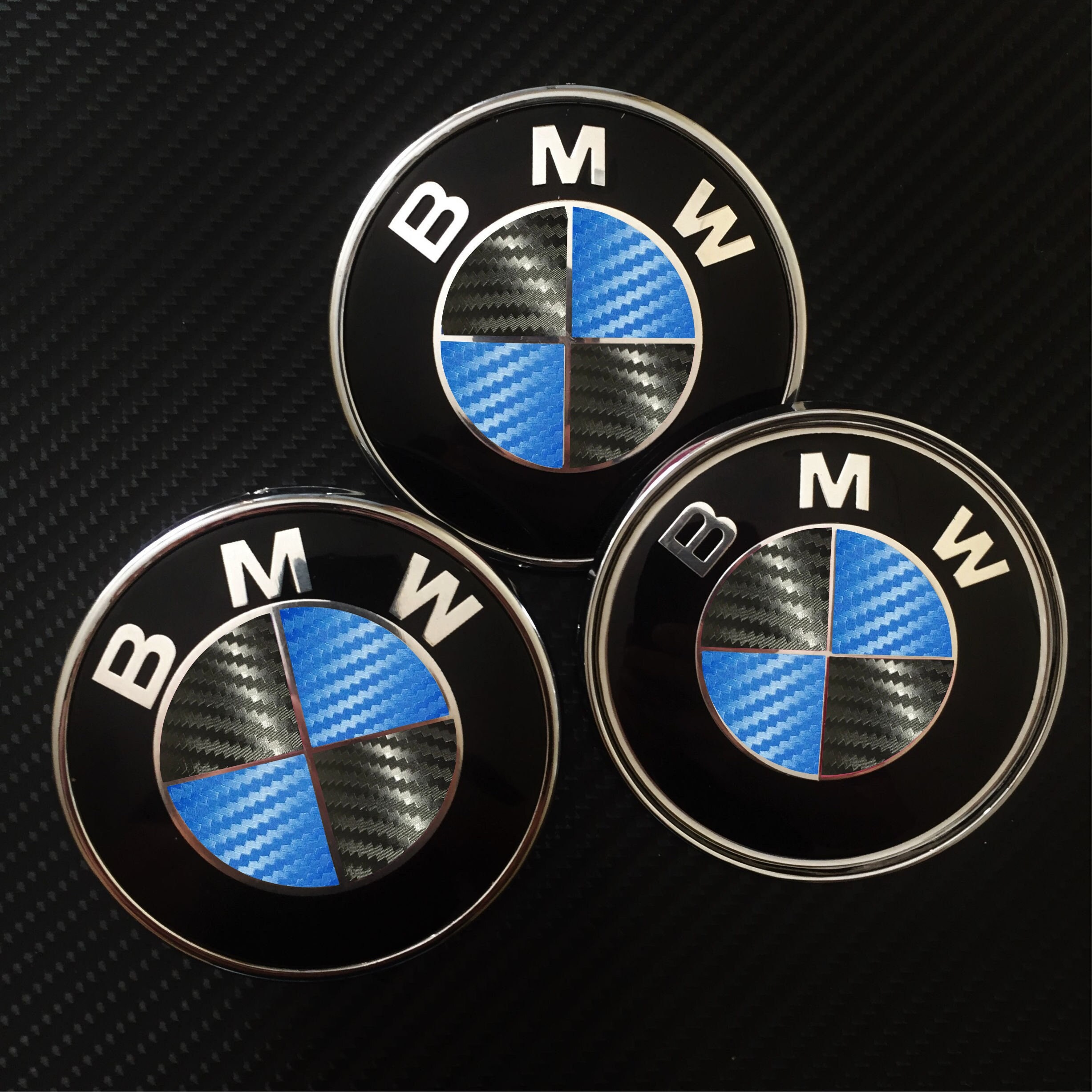 Black & Blue CARBON Decals for BMW Badge, Roundel Inserts, Badge ...