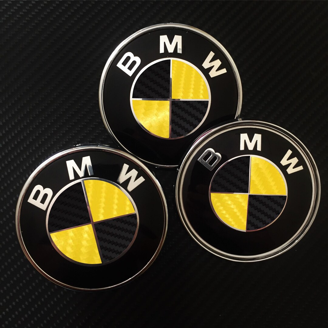 Black & Yellow CARBON Decals for BMW Badge, Roundel Inserts, Badge ...