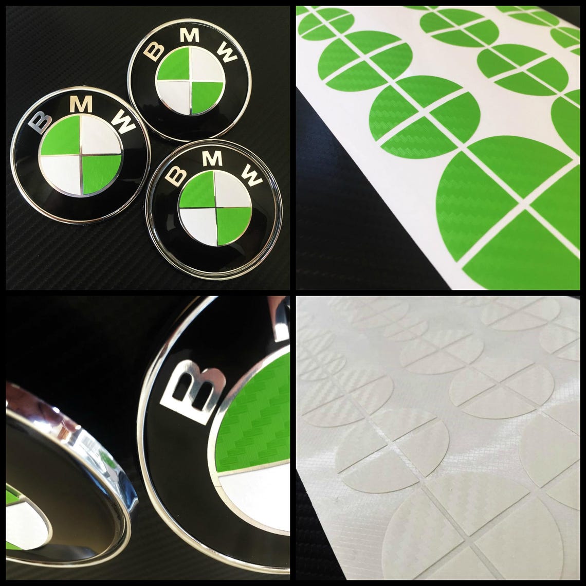White & Green CARBON Decals for BMW Badge, Roundel Inserts, Badge ...
