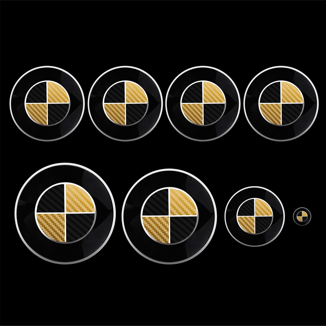 Black & Gold CARBON Decals for BMW Badge, Roundel Inserts, Badge ...