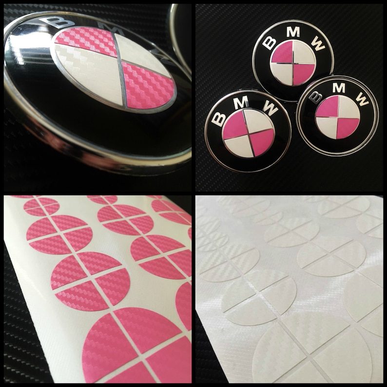 White & Pink CARBON Decals for BMW Badge, Roundel Inserts, Badge ...