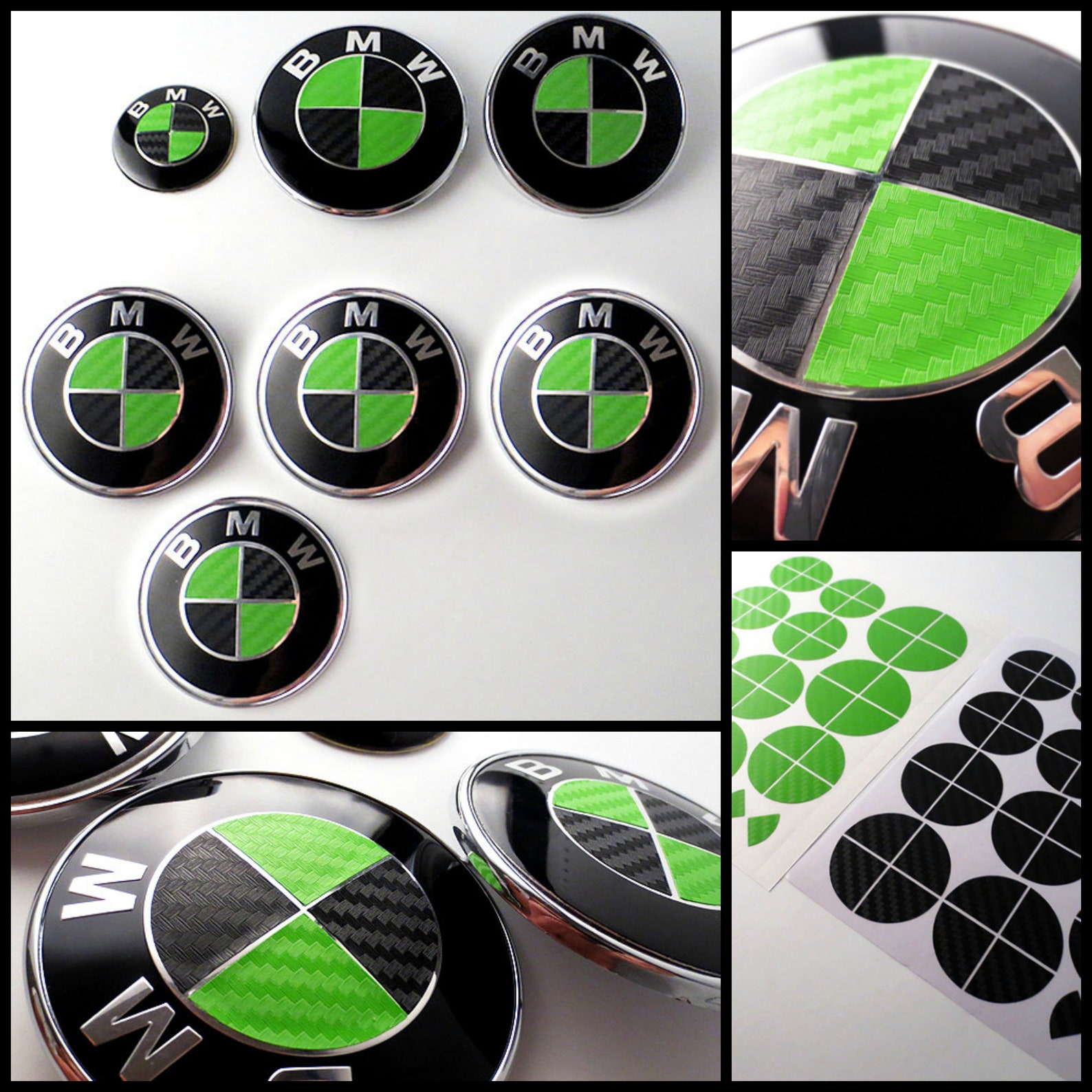 Black & Green CARBON Decals for BMW Badge, Roundel Inserts, Badge ...