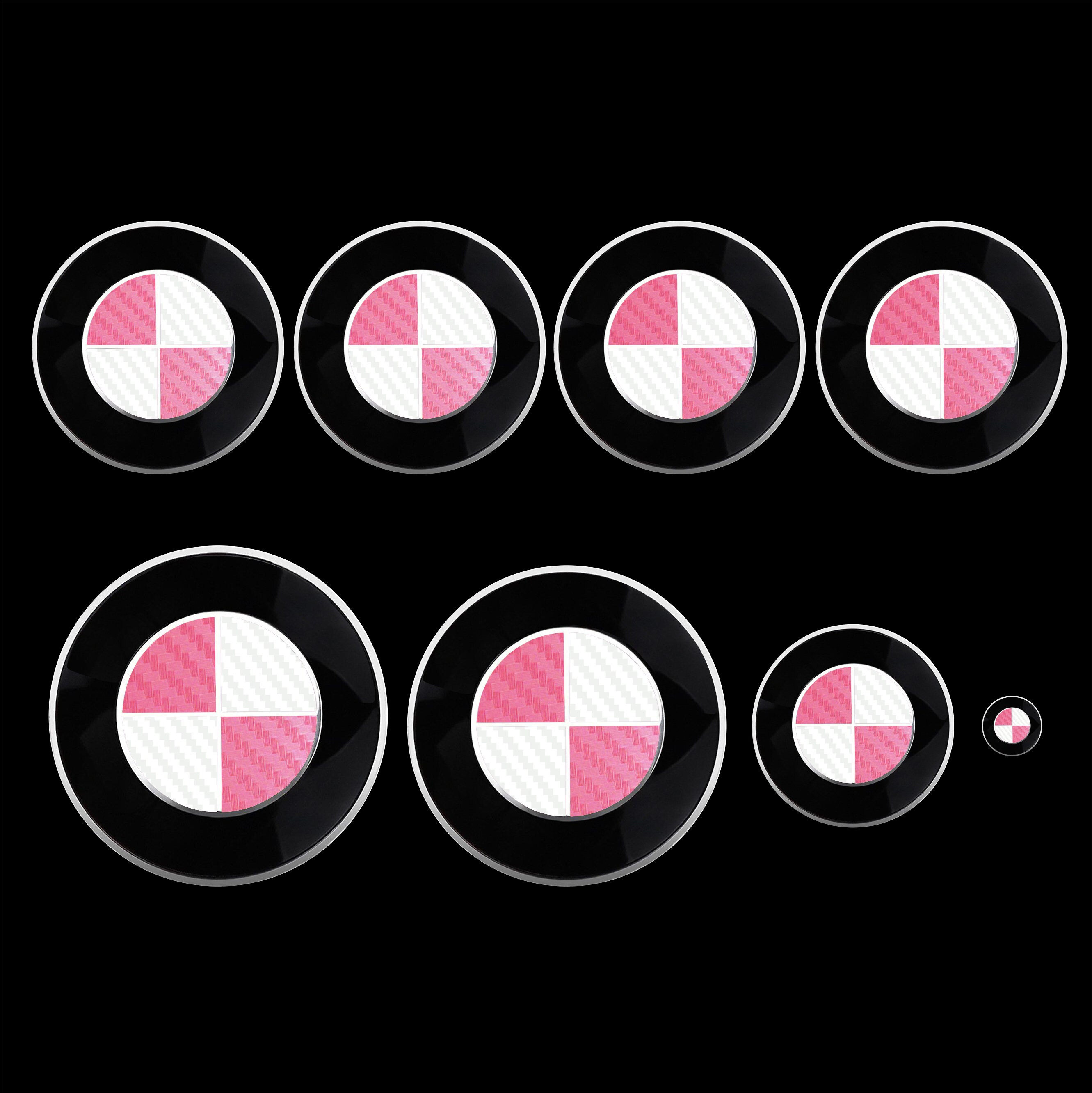 White & Pink CARBON Decals for BMW Badge, Roundel Inserts, Badge ...
