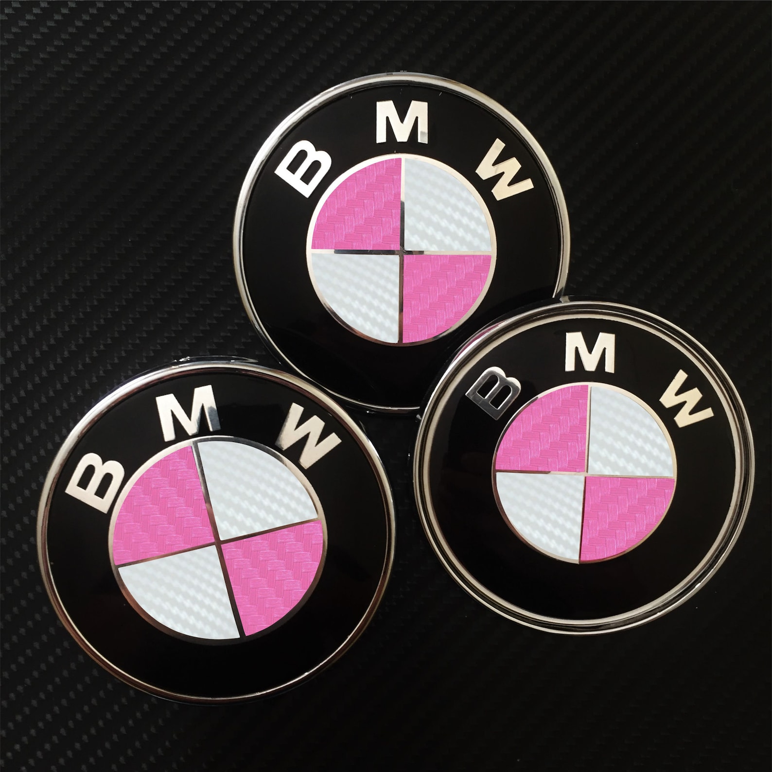 White & Pink CARBON Decals for BMW Badge, Roundel Inserts, Badge ...