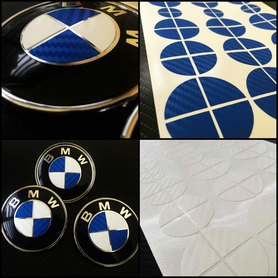 White & Blue CARBON Decals for BMW Badge, Roundel Inserts, Badge ...