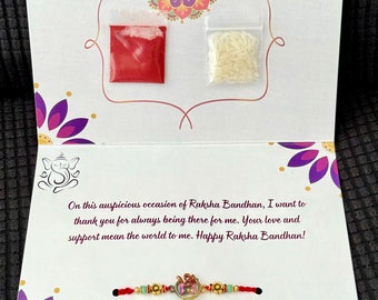 Handmade Rakhi for Brother Sister Bhabhi With Greeting Card, Roli and ...