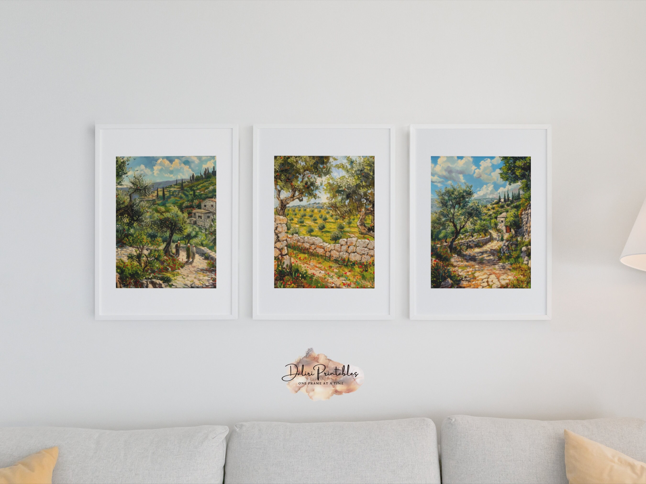 Palestinian Olive Orchard Watercolor Wall Art, Arabic Landscape Decor ...