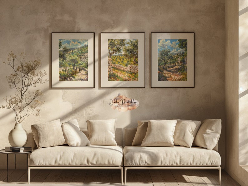 Palestinian Olive Orchard Watercolor Wall Art, Arabic Landscape Decor ...
