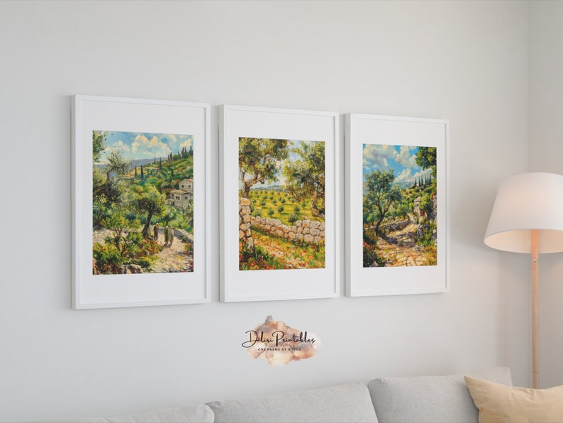 Palestinian Olive Orchard Watercolor Wall Art, Arabic Landscape Decor ...