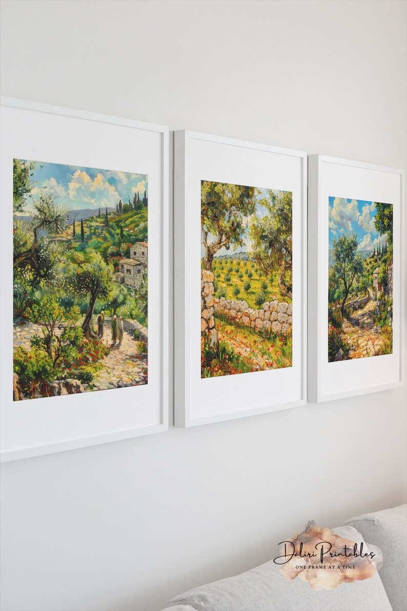 Palestinian Olive Orchard Watercolor Wall Art, Arabic Landscape Decor ...