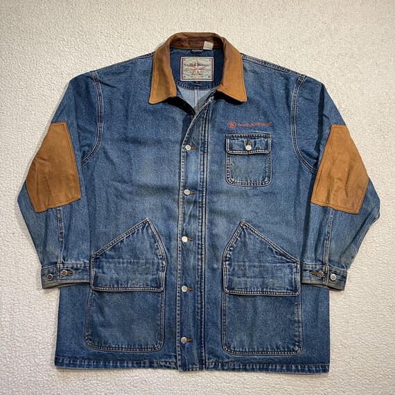 Vintage Smith & Wesson Denim Chore Coat, Leather Coll… - Gem