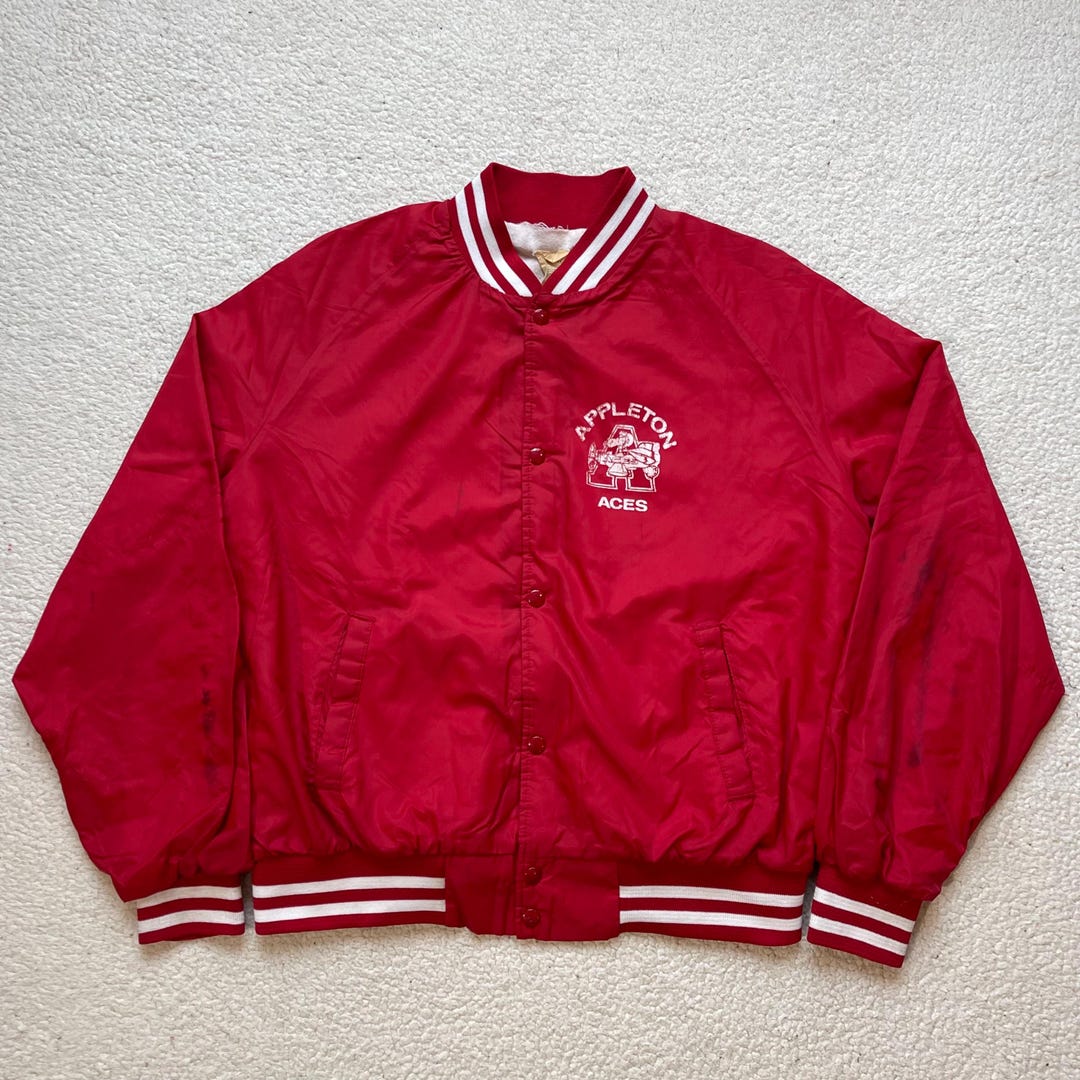 Vintage 80s Snoopy Red Baron Preppy Athletic Graphic Boxy Cropped Satin ...