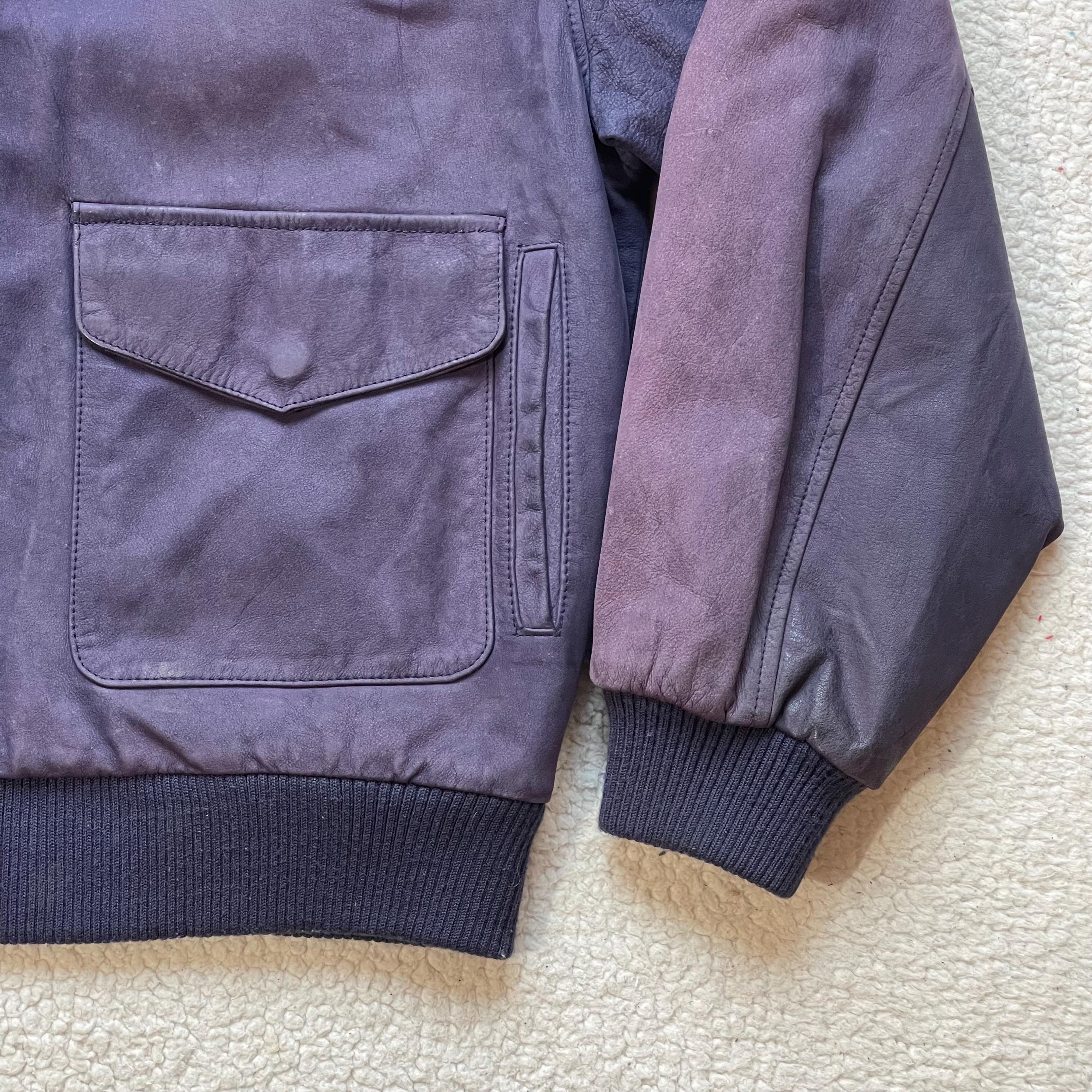 Vintage 90s Lavender Suede Bomber Jacket: Faded Purple Leather, Mens M ...