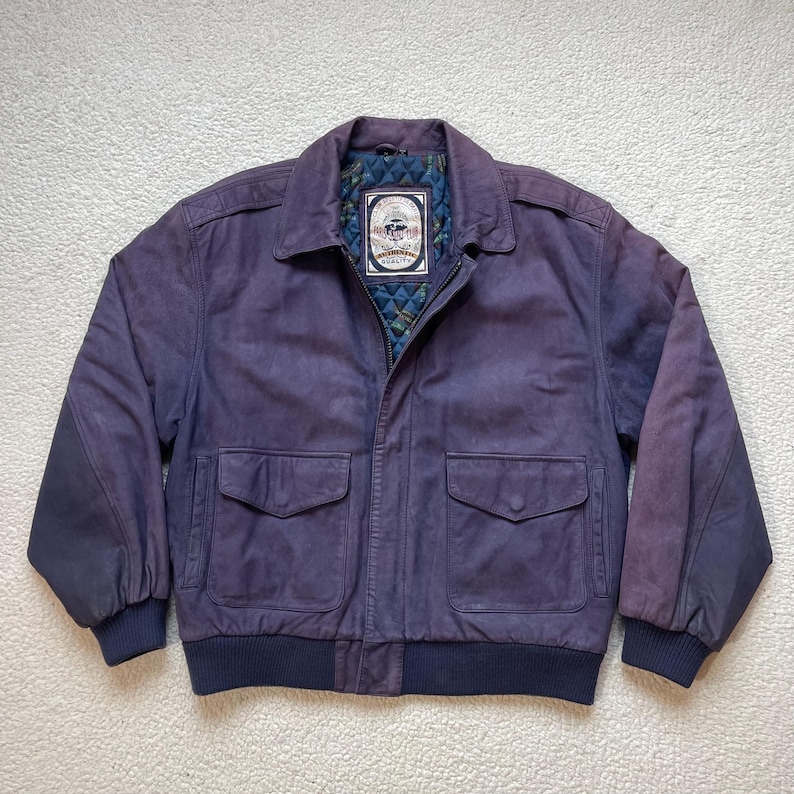 Vintage 90s Lavender Suede Bomber Jacket: Faded Purple Leather, Mens M ...
