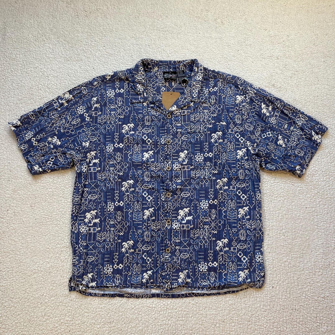 Vintage 90s Ocean Pacific Hawaiian Shirt, XL Tribal Floral Print - Etsy