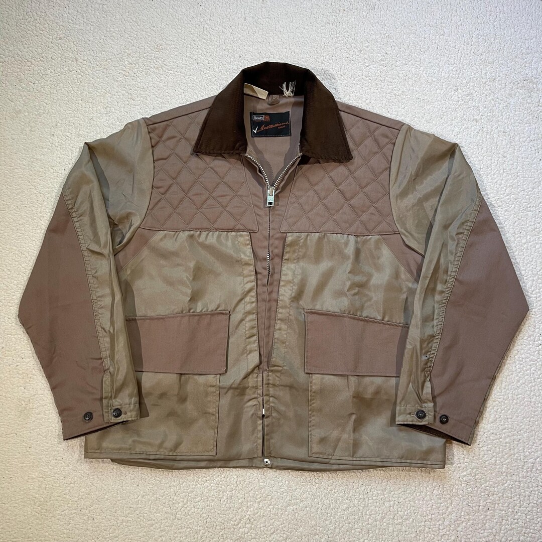 Vintage 70s Sears Cut & Sew Quilted Outdoor Utility Hunting Zip up ...