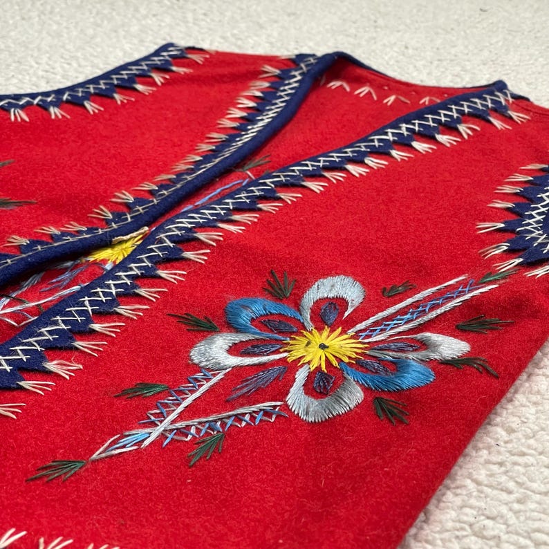 Vintage 1935 Polish Folk Dancing Vest Rare Stitched Floral Handmade ...