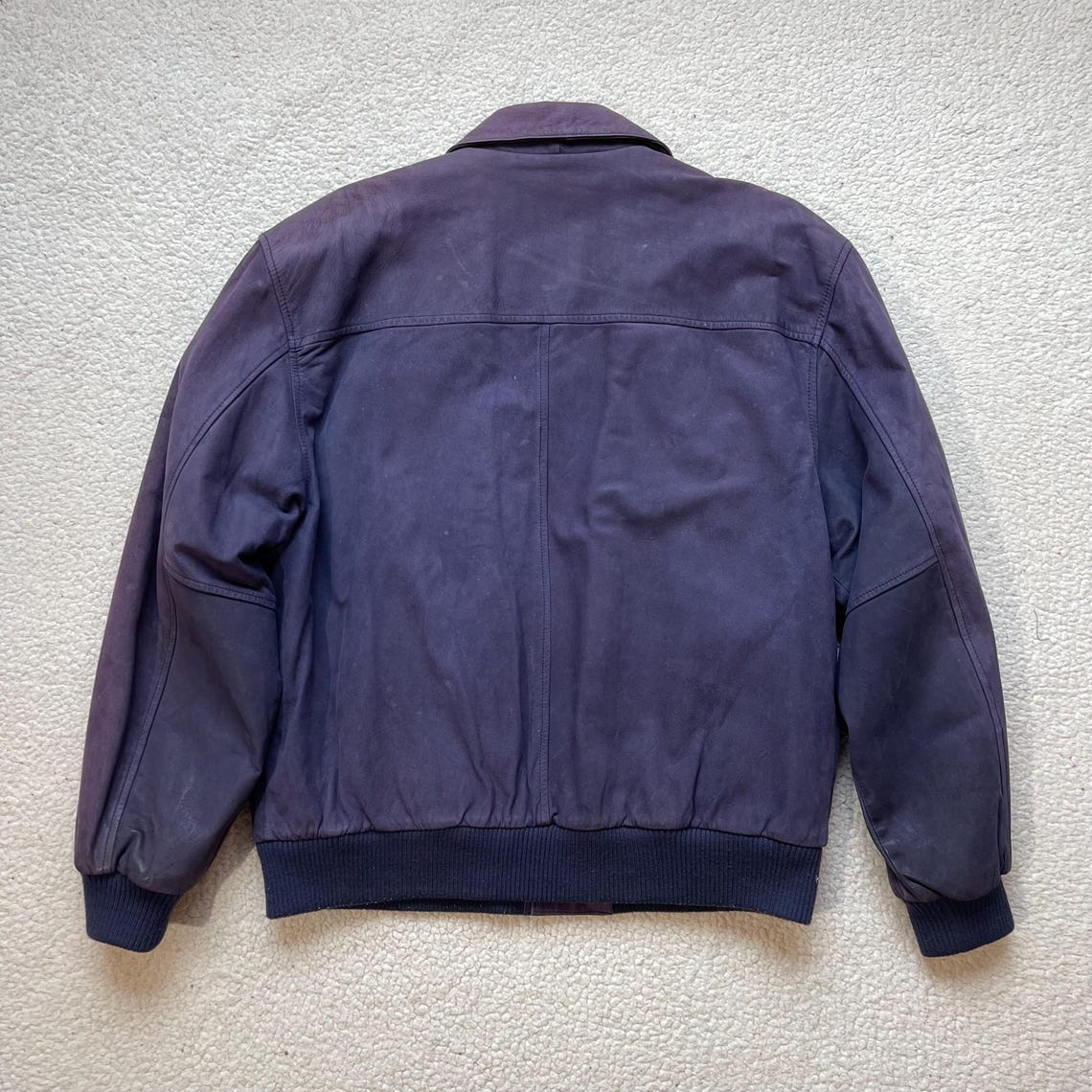 Vintage 90s Lavender Suede Bomber Jacket: Faded Purple Leather, Mens M ...