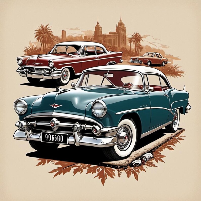 100 T-shirt Design Bundle, Vintage Cars Retro Style, PNG High-res ...
