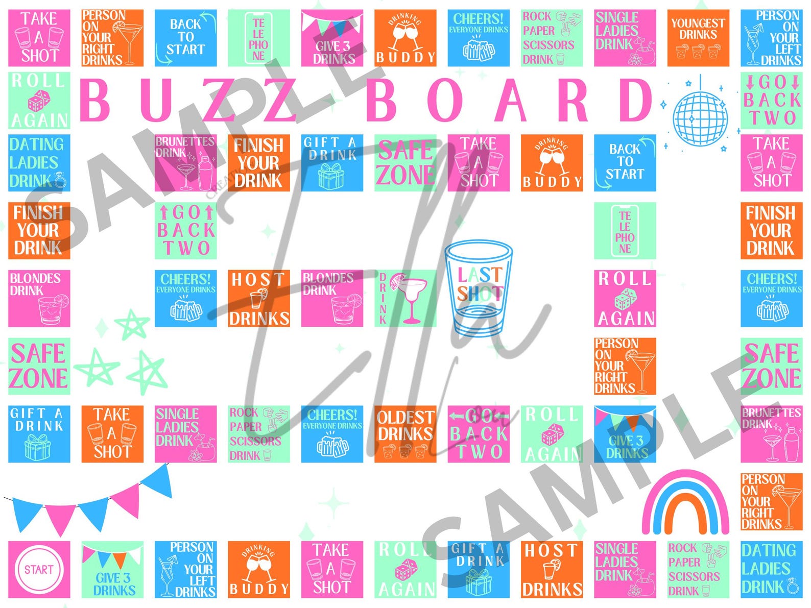 Colorful Themed Buzz Board - Etsy