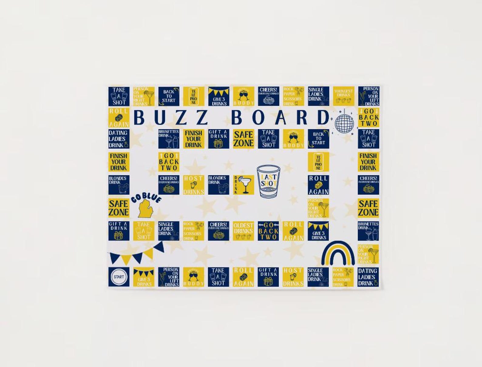 Michigan/uofm Inspired Buzz Board Game - Etsy