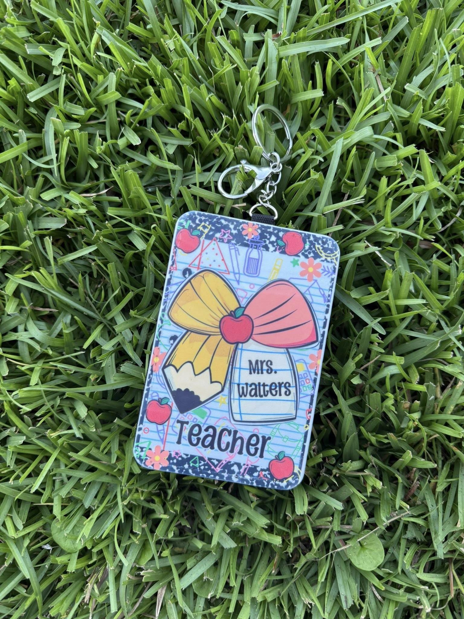 Personalized Teacher ID Badge Holder: Custom School Theme (canva ...