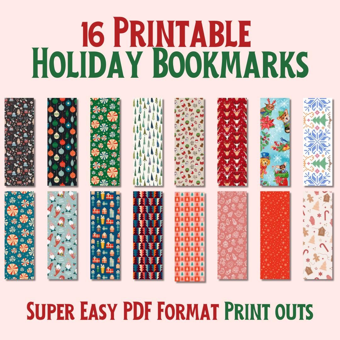 Holiday Bookmarks Bundle | Printable Bookmark, Bookmark Png, Bookmark ...